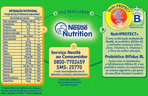 Bula do cereal infantil nestlé mucilon milho 230g - milho 230g